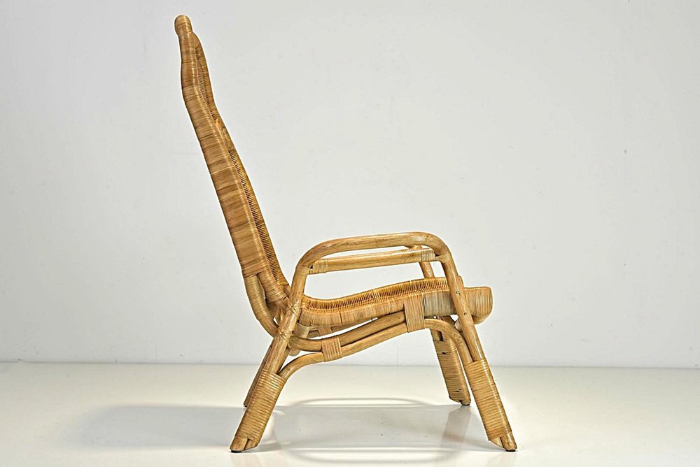 Wickerwork Easy Chair, Italy, 1970s for sale at Pamono