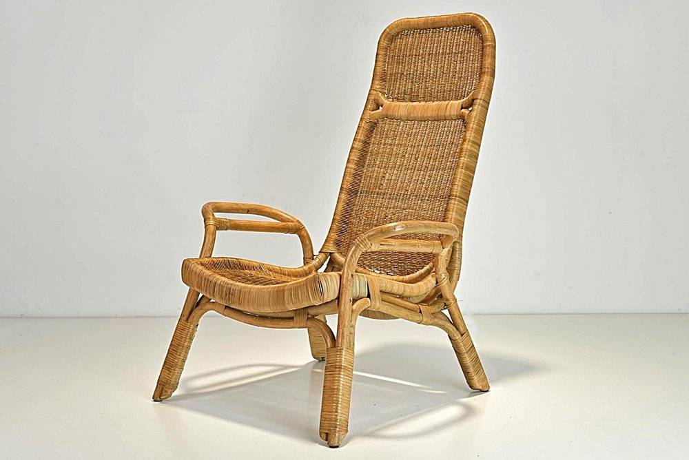 Wickerwork Easy Chair, Italy, 1970s for sale at Pamono