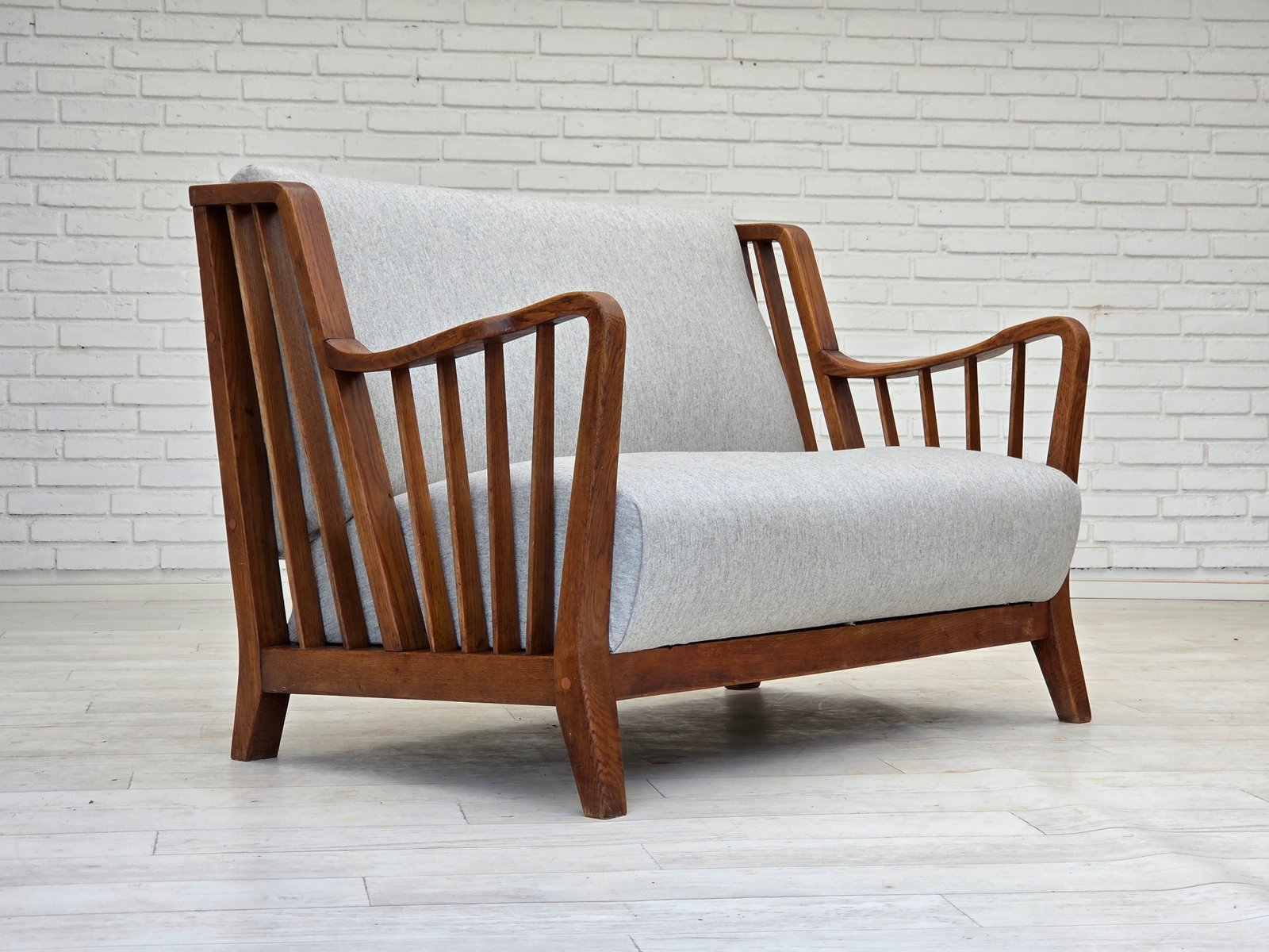 Vintage Scandinavian Two-Seater Sofa in Oak, 1950s for sale at Pamono