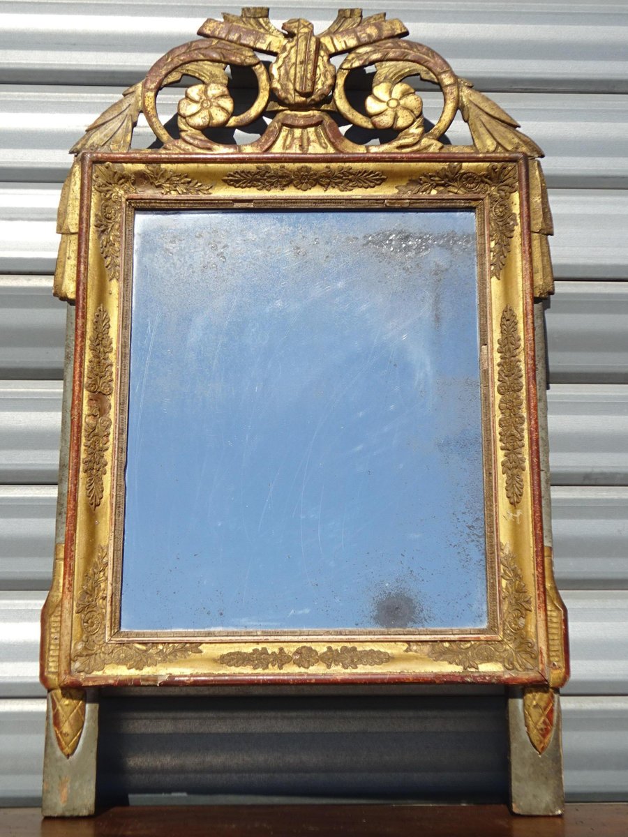 Antique Two-Tone Wood and Stucco Mirror for sale at Pamono