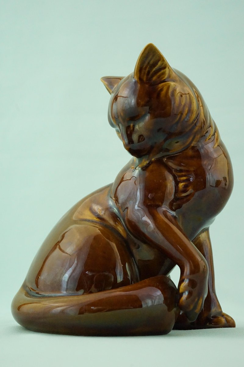 20th Century Ceramic Sculpture in the Shape of a Cat from La Farnesiana ...
