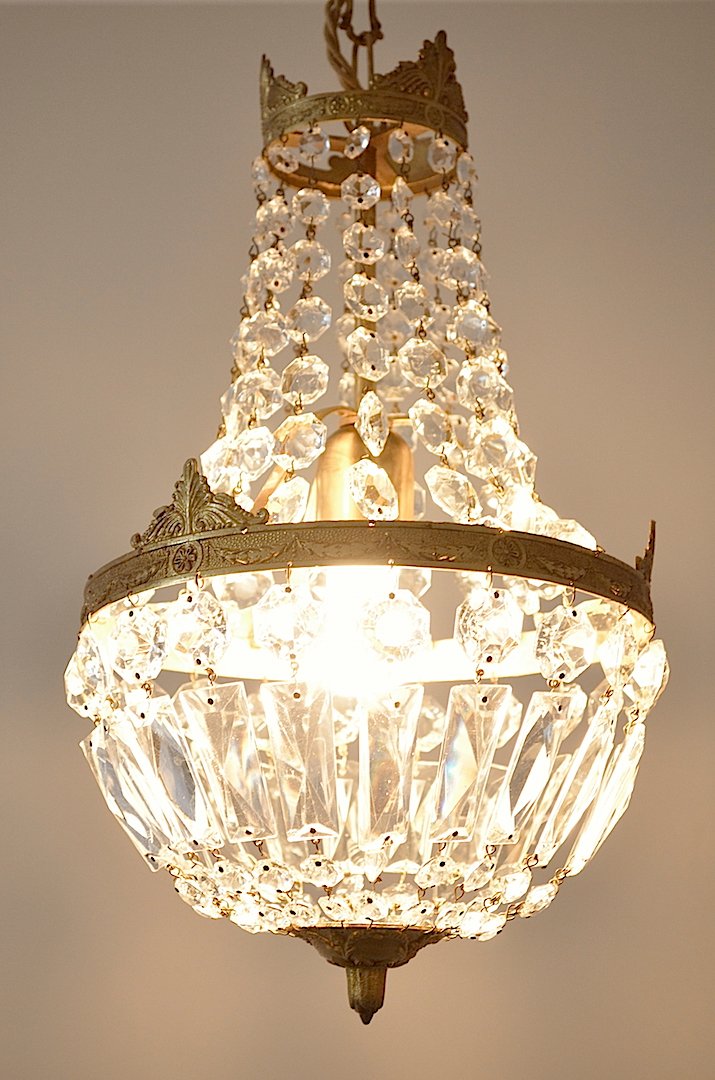 Vintage Empire Style Italian Crystal Chandelier, 1950s for sale at Pamono