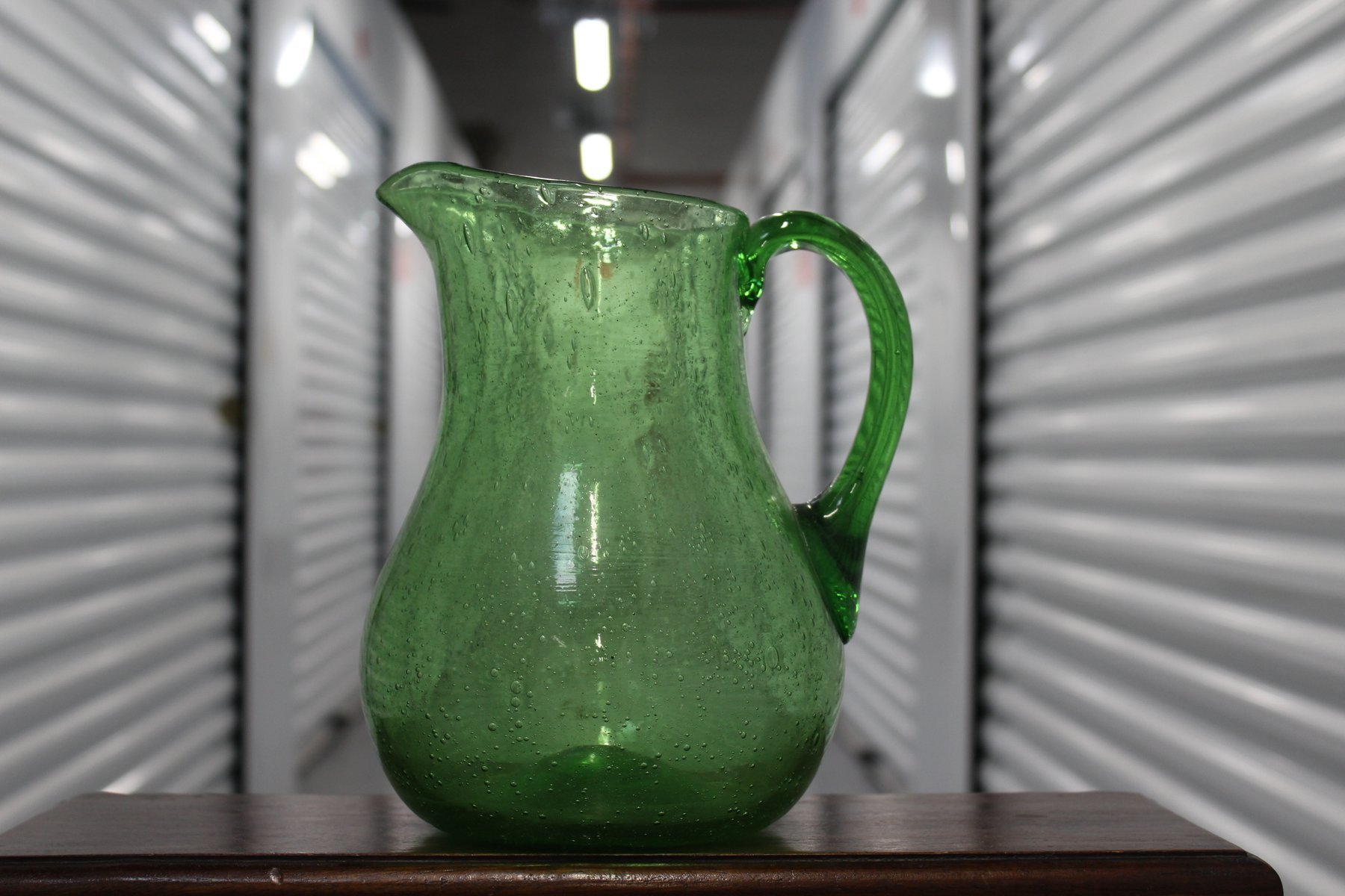 Large Green Glass Pitcher with Handle for sale at Pamono