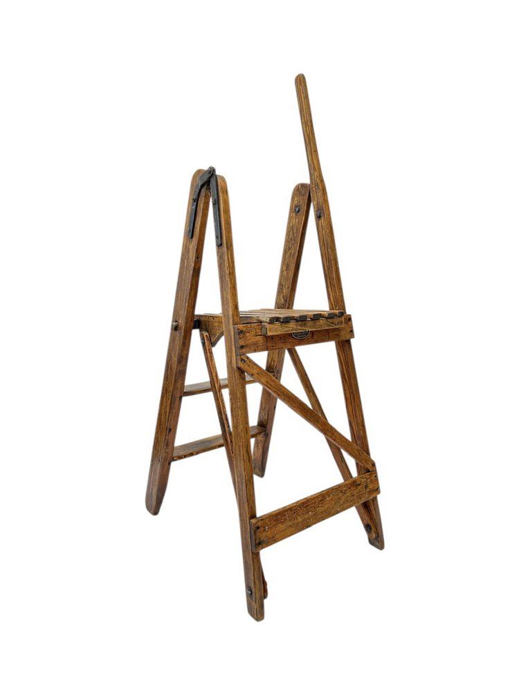 Folding Pine Painters Step Ladder, 1940s for sale at Pamono