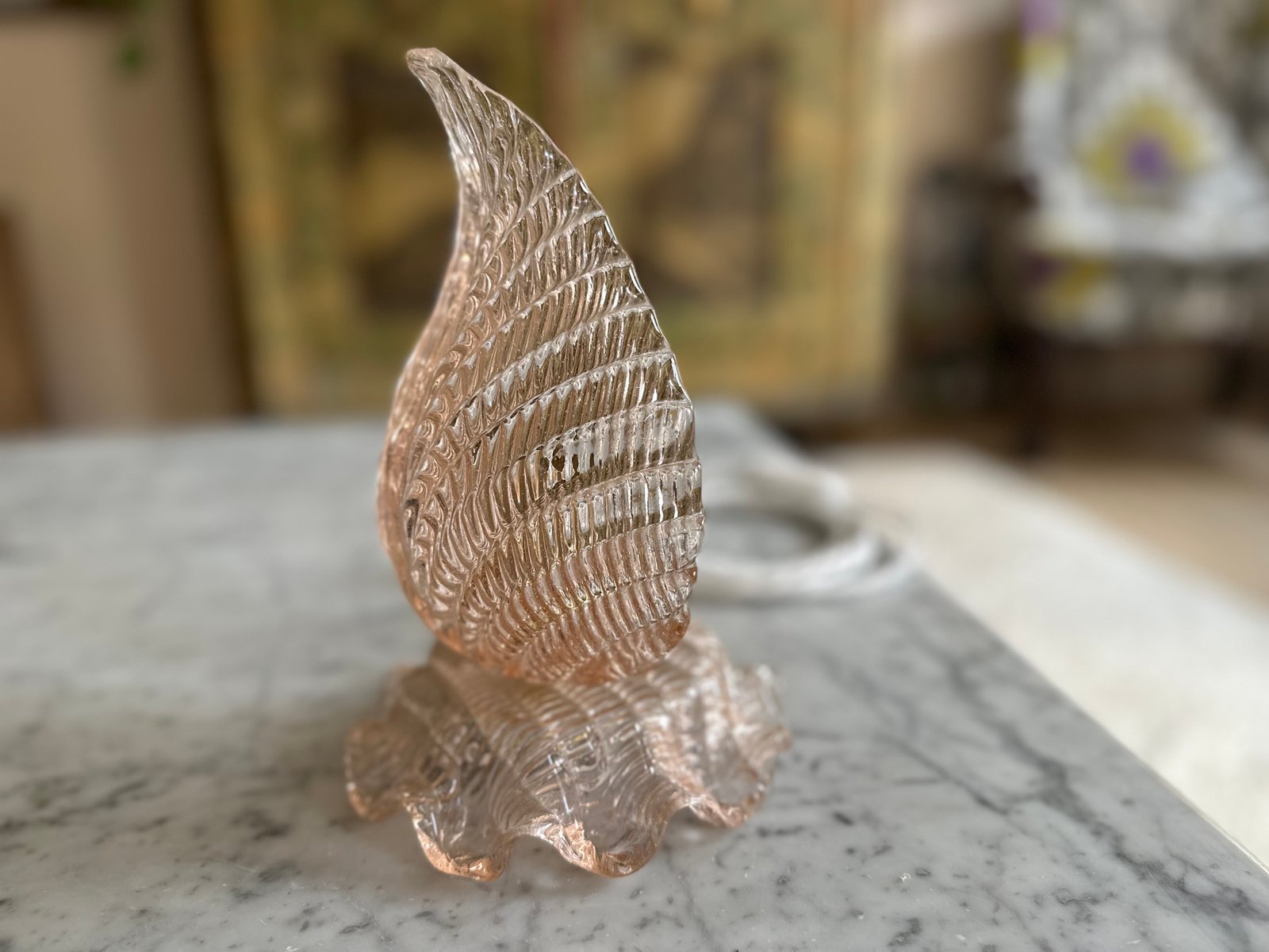 Art Deco Table Lamp in Rose-Colored Murano Glass by Ercole Barovier ...