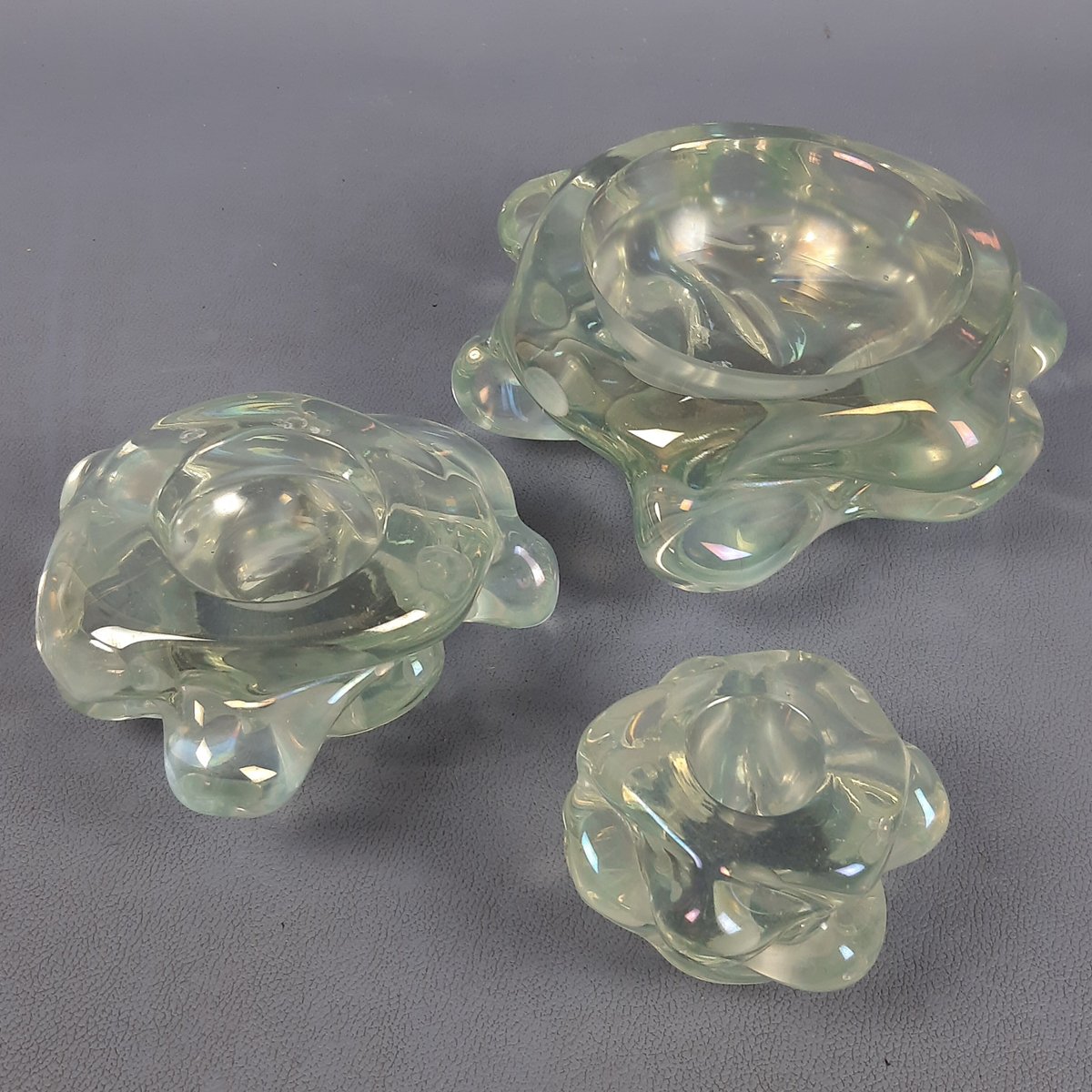 Antique Triptych of Bowls in Murano Glass by Barovier & Toso, 1940, Set ...