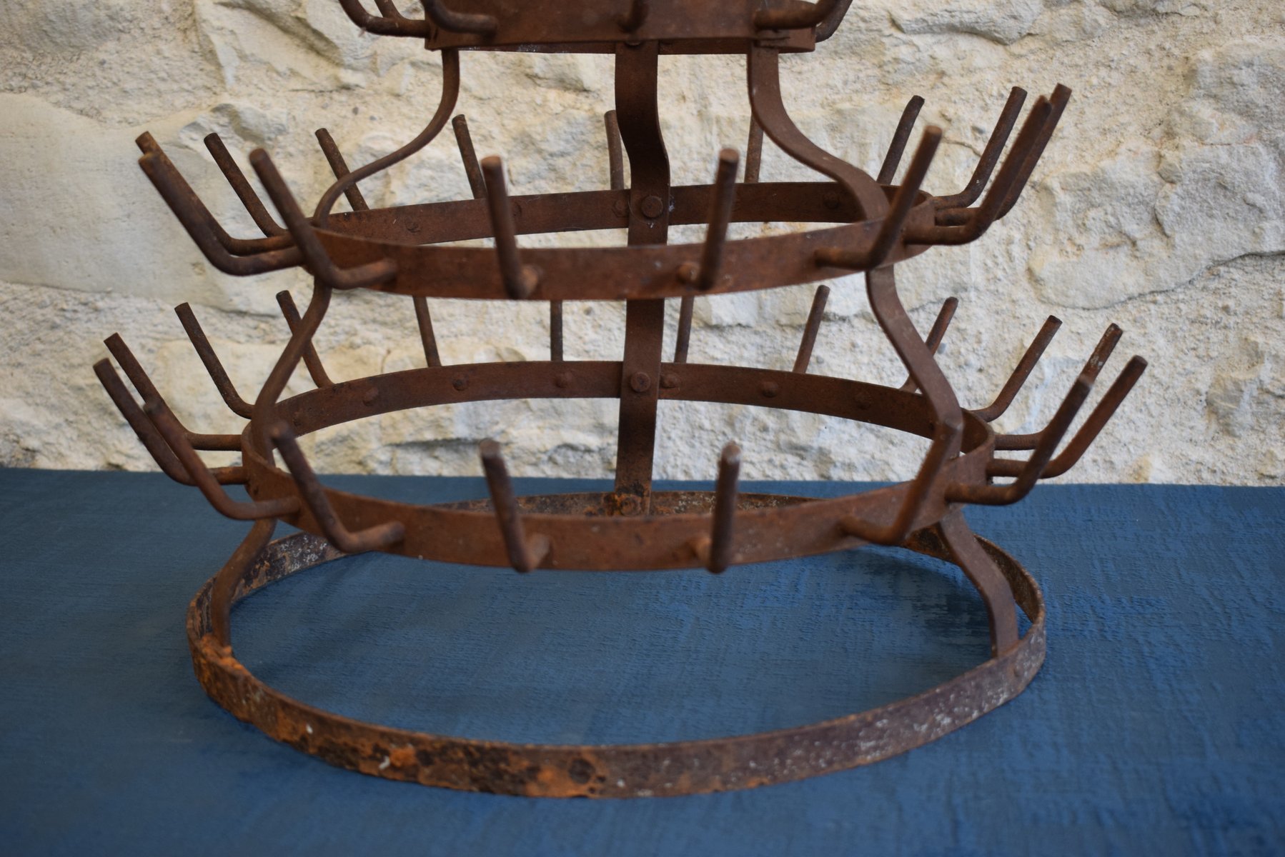 French Iron Bottle Drying Rack, 1930s for sale at Pamono
