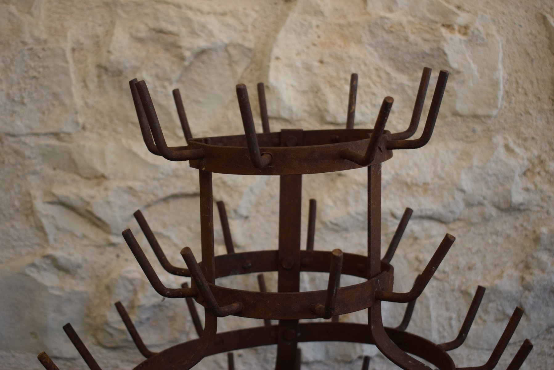 French Iron Bottle Drying Rack, 1930s for sale at Pamono
