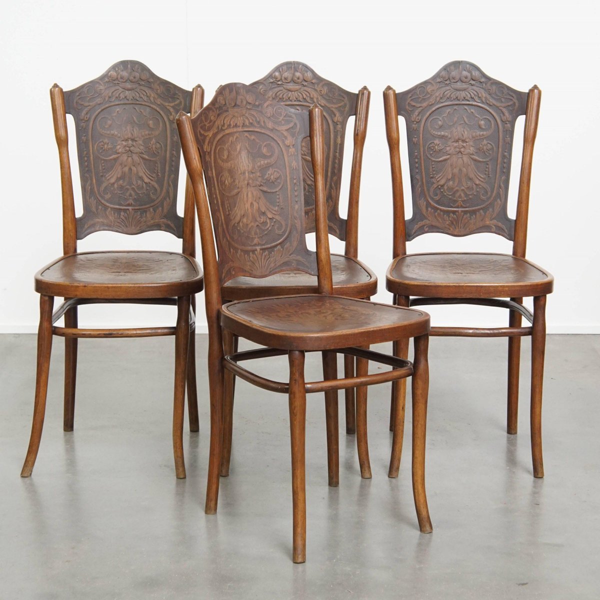 Antique Bentwood Chairs with Carvings by Jacob and Josef Kohn for ...