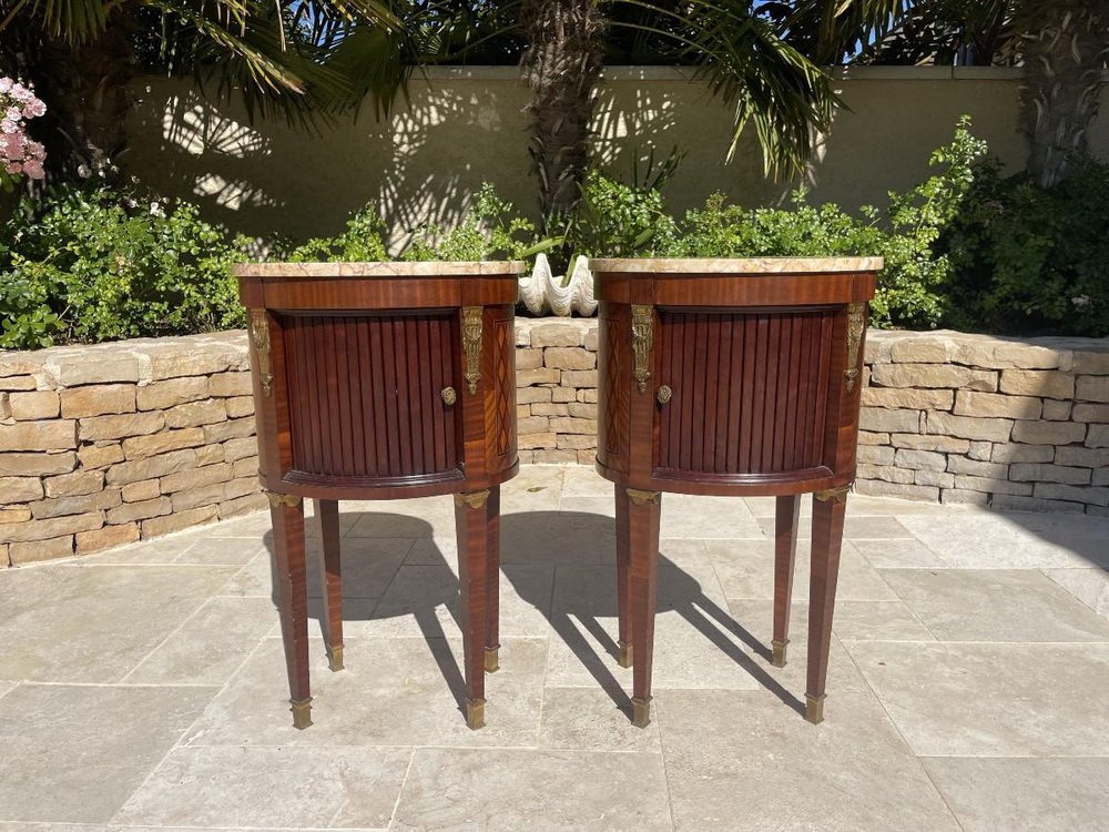 Louis XVI Style Tambour Bedside Tables, Set of 2 for sale at Pamono
