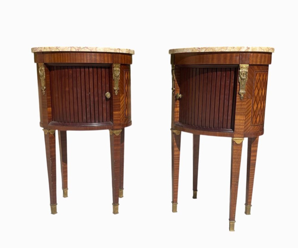 Louis XVI Style Tambour Bedside Tables, Set of 2 for sale at Pamono
