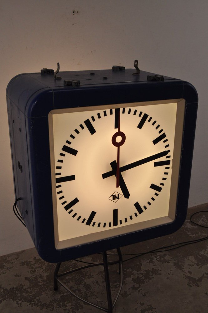Double-Sided Dutch Station Clock from Telenorma, 1960s for sale at Pamono