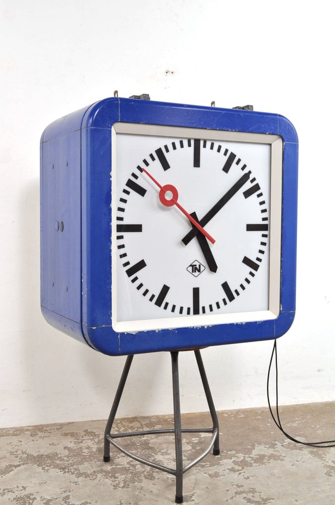 Double-Sided Dutch Station Clock from Telenorma, 1960s for sale at Pamono