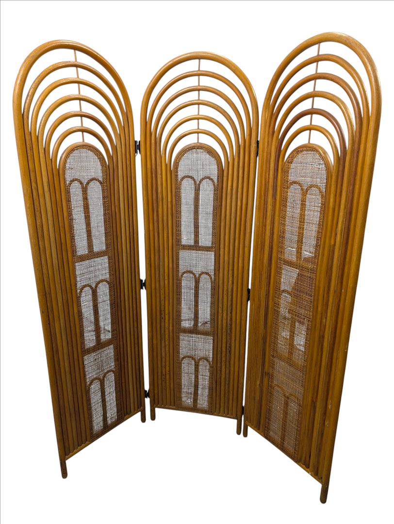 Vintage Wicker Wood Screen for sale at Pamono