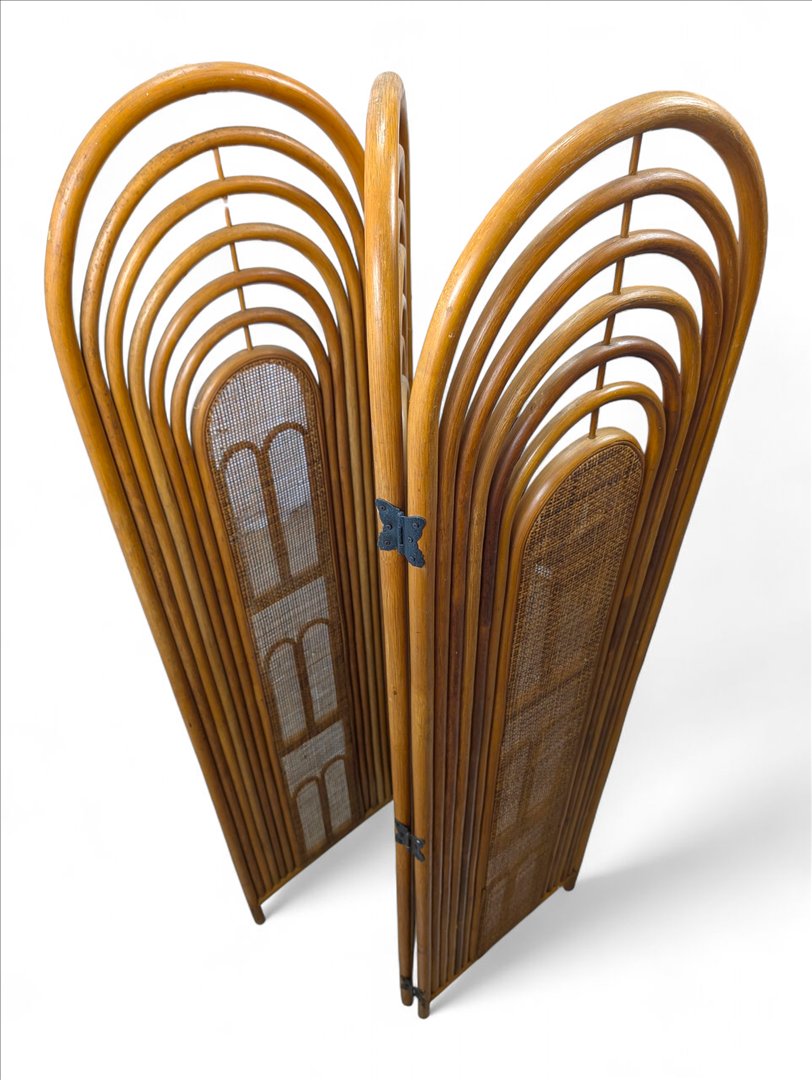 Vintage Wicker Wood Screen for sale at Pamono