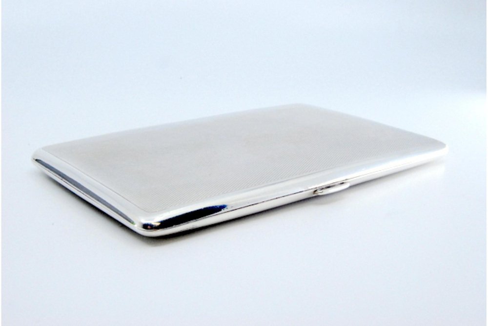 Plain Silver Cigarette Case with Gold Interior and Hinged Lid for sale ...
