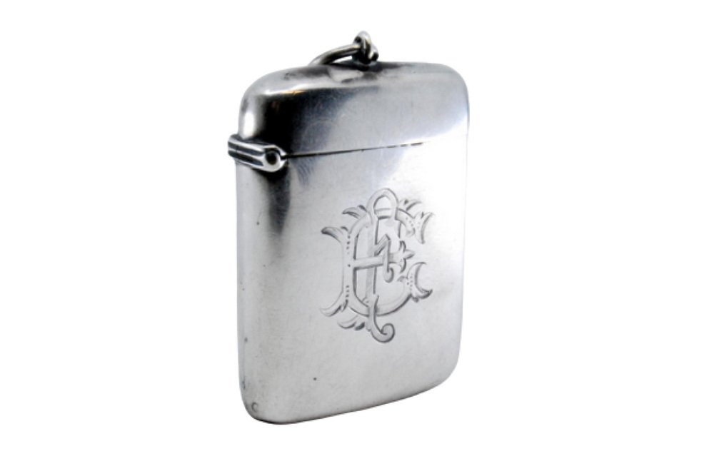 Plain Silver Matchbox with Hinged Lid for sale at Pamono