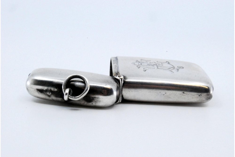 Plain Silver Matchbox with Hinged Lid for sale at Pamono