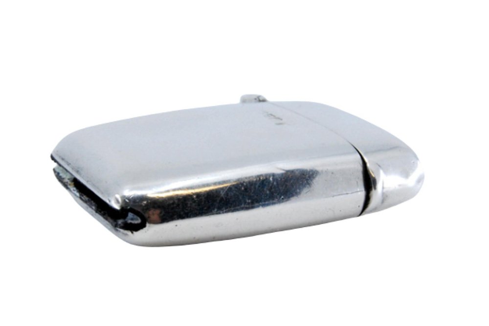 Plain Silver Matchbox with Hinged Lid for sale at Pamono