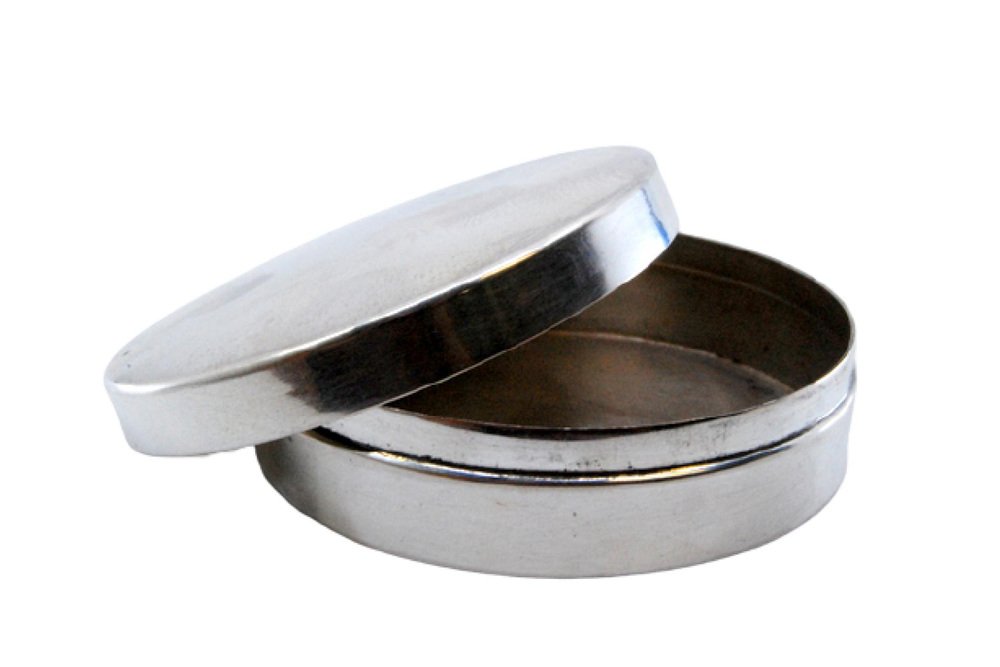 Plain Silver Circular Box with Removable Lid for sale at Pamono