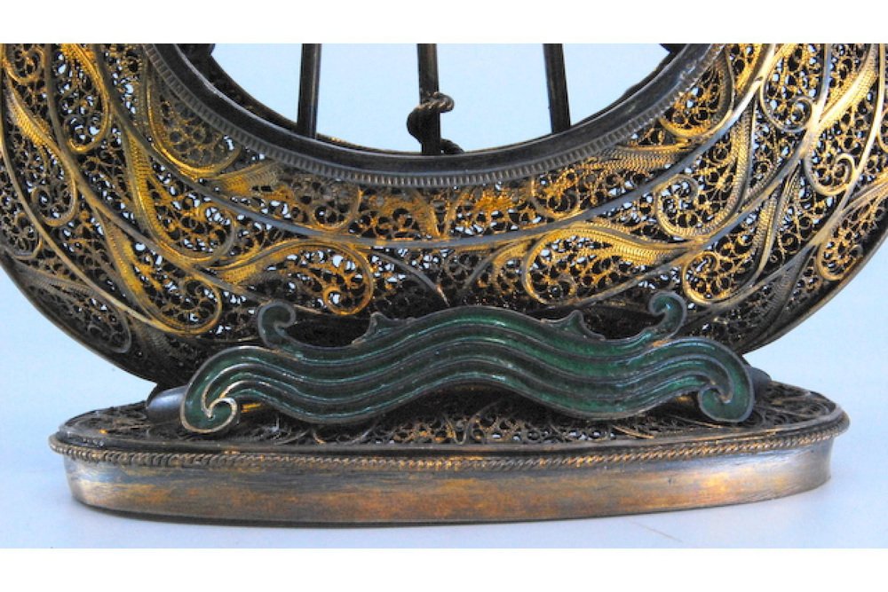 Silver Filigree Galleon with Flag and Symbol of the City of Lisbon for ...