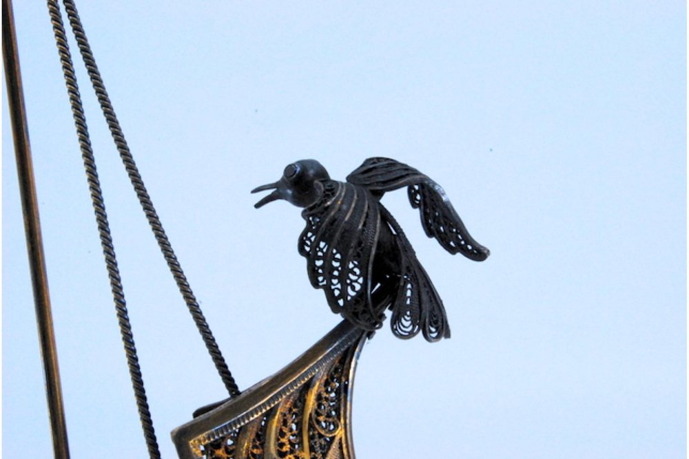 Silver Filigree Galleon with Flag and Symbol of the City of Lisbon for ...