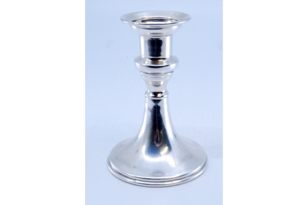 Small Plain Silver Candlestick with a Round Base Trim for sale at Pamono