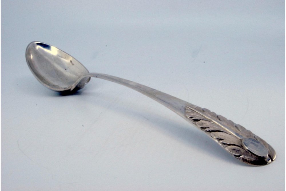 Silver Rice Spoon and Serving Spoon with Acanthus Leaves Embossed ...