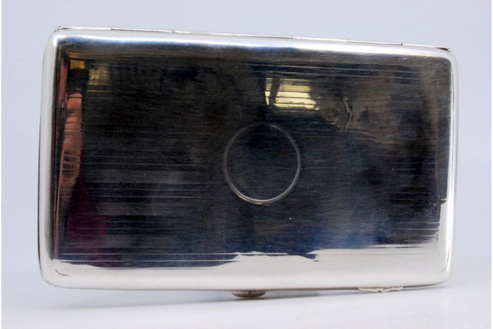 Cigarette Case in Guilloche Silver on Both Sides with Monogram Card and ...