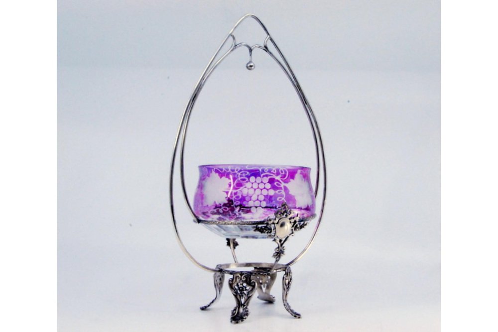 Candy Box with Silver Structure and Acid-Etched Glass for sale at Pamono