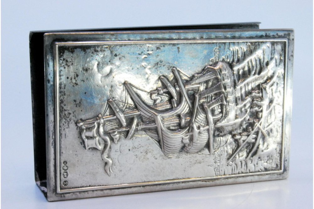 Silver Book Holder with Caravel in High Relief for sale at Pamono