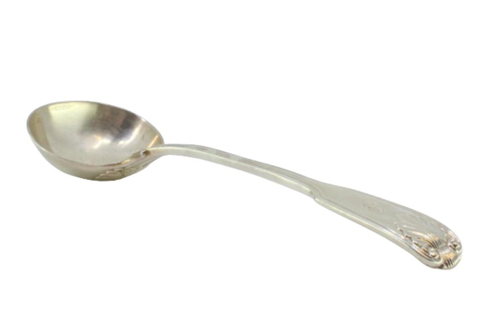 Victorian Silver Sauce Spoon with Embossed Handle for sale at Pamono