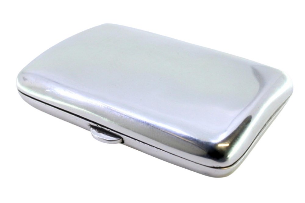 Curved Silver Cigarette Case with Spring-Loaded Hinged Lid for sale at ...