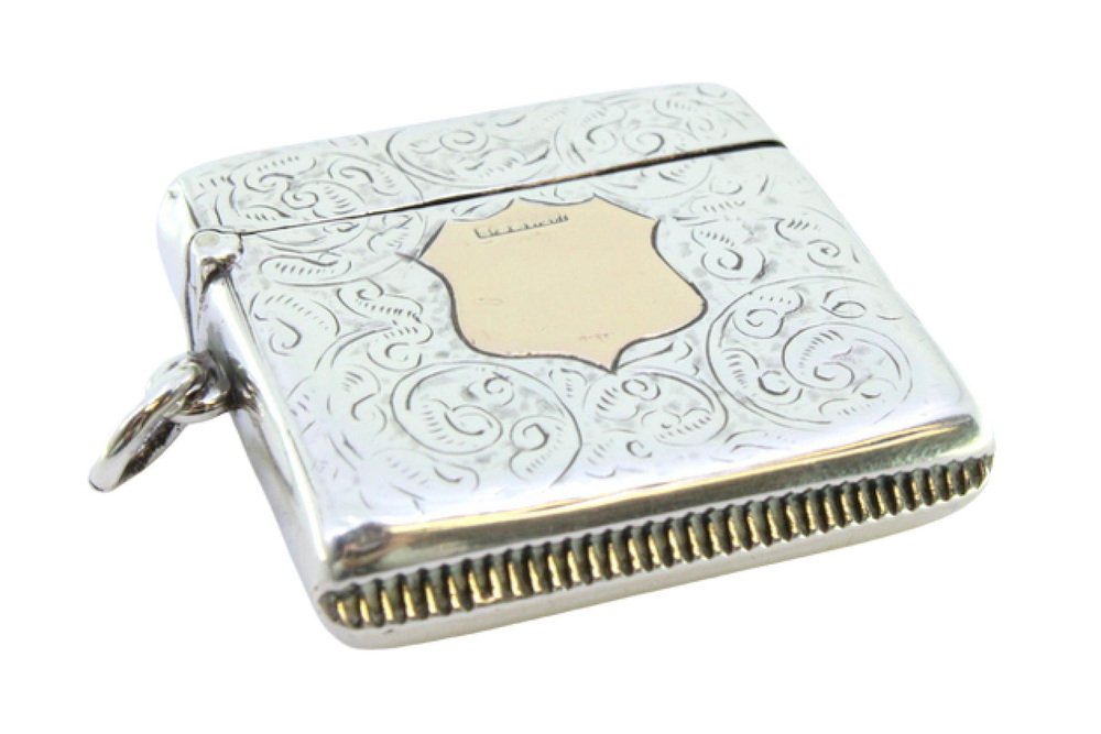 Silver Matchbox with Engravings for sale at Pamono