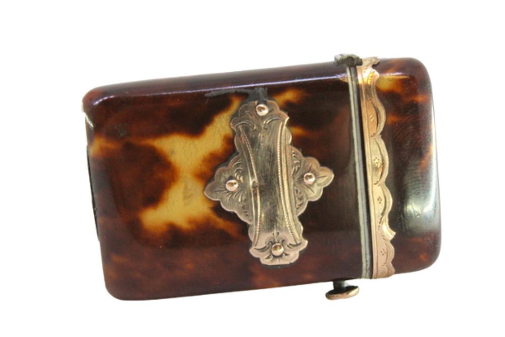 Tortoiseshell Matchbox with Gold Applications for sale at Pamono