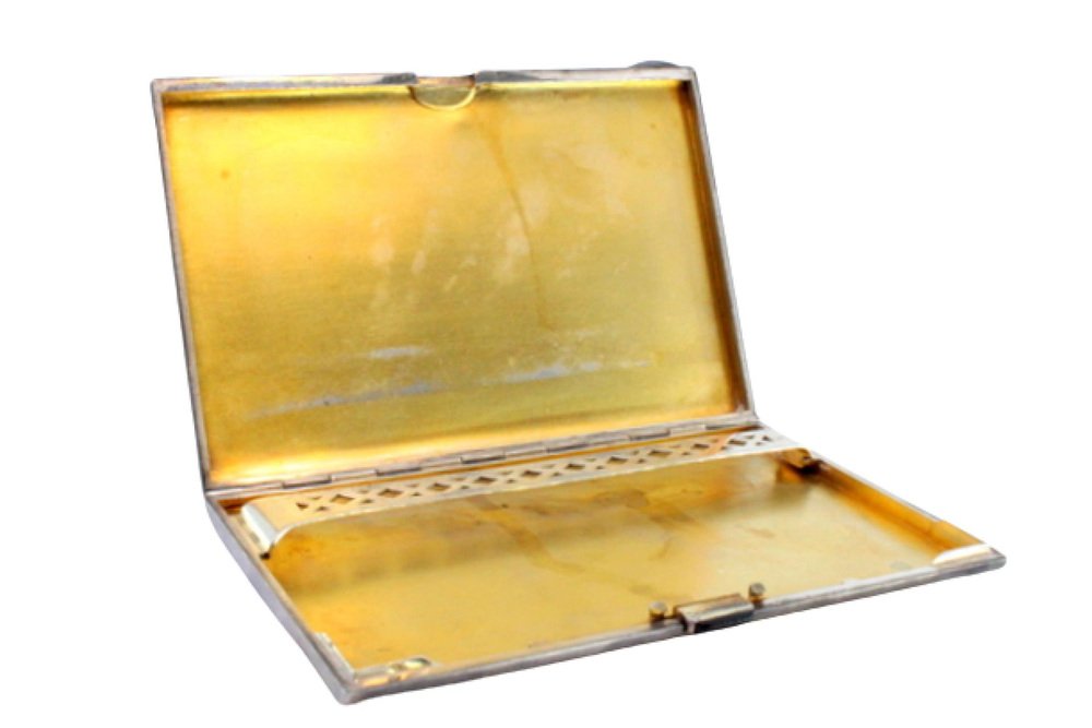 Three-Tone Silver and Gold Cigarette Case with Gold Interior and Cut ...