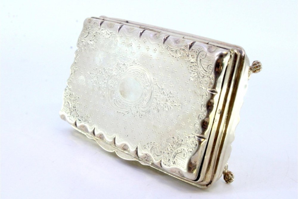 Silver Snuffbox with Cigarette Holders, Guilloche Engravings, Monogram ...