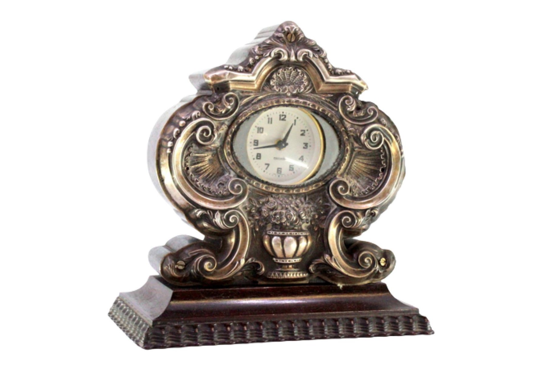 Wooden Table Regulator Clock with Silver Relief Application and ...