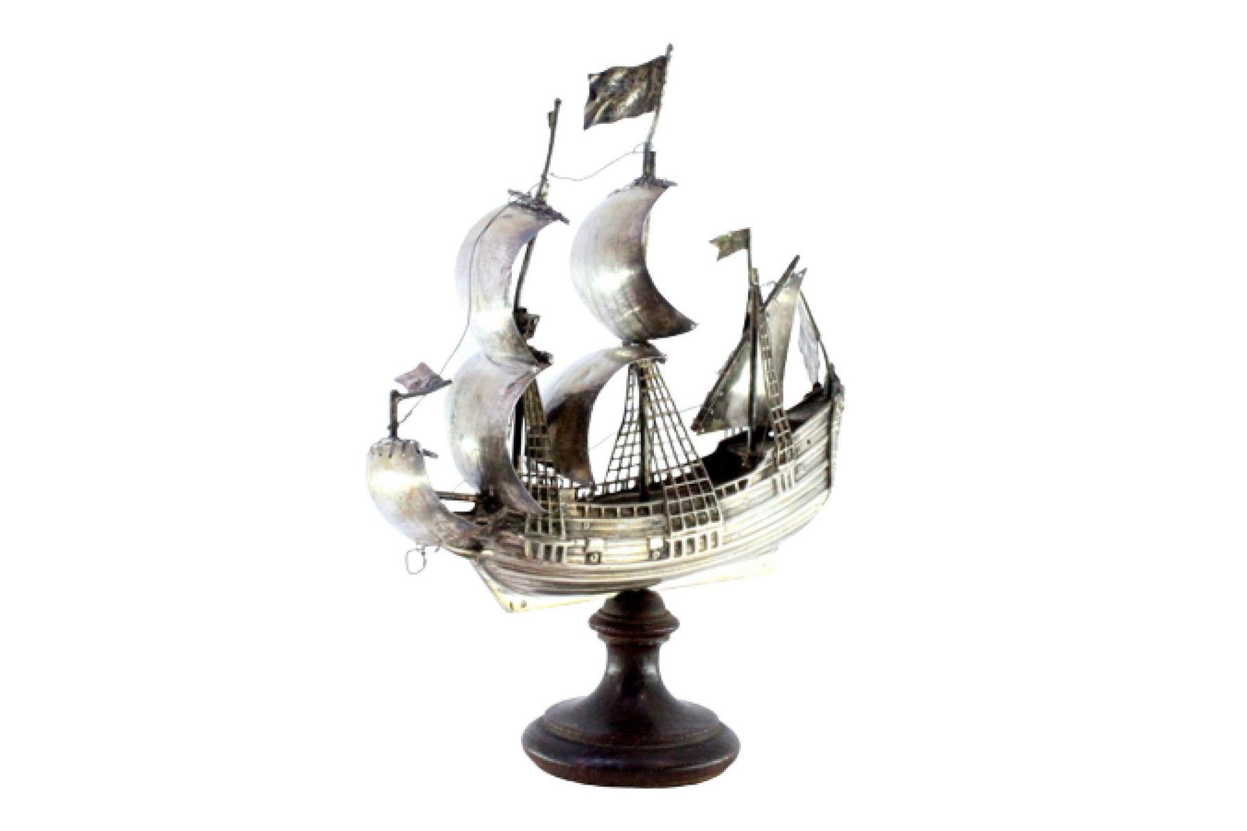 Silver Ship with Masts and Sails for sale at Pamono