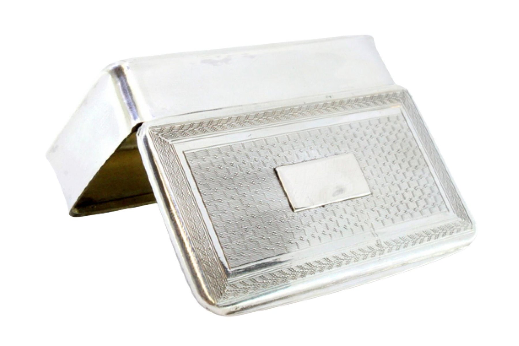 Snuff Box in Guilloche Silver with Monogram Card for sale at Pamono