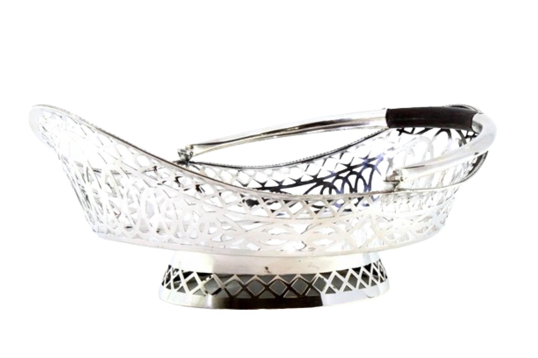 Elliptical Silver Fruit Bowl with Wire Rack and Wood Handle for sale at ...