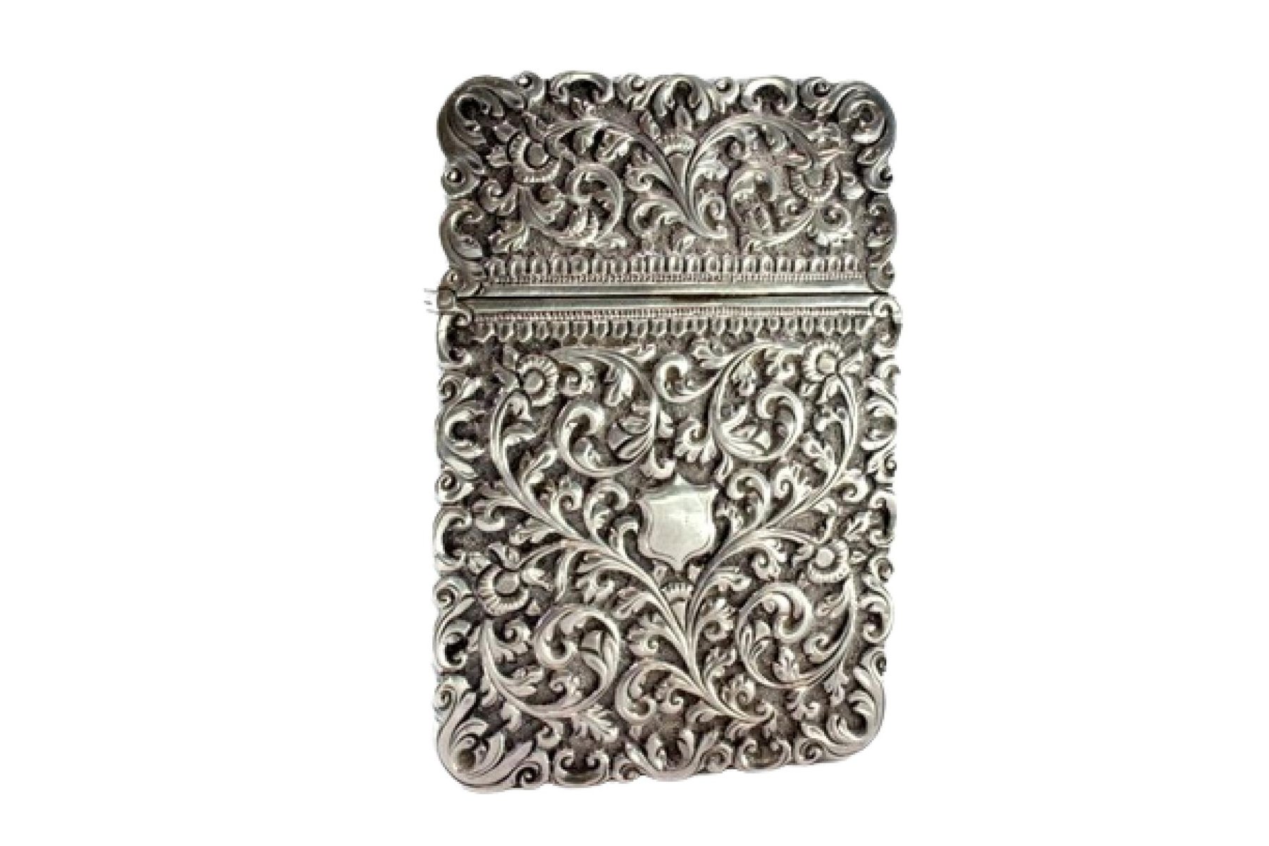 Silver Cardboard Box with Reliefs and Monogram with Hinged Lid for sale ...