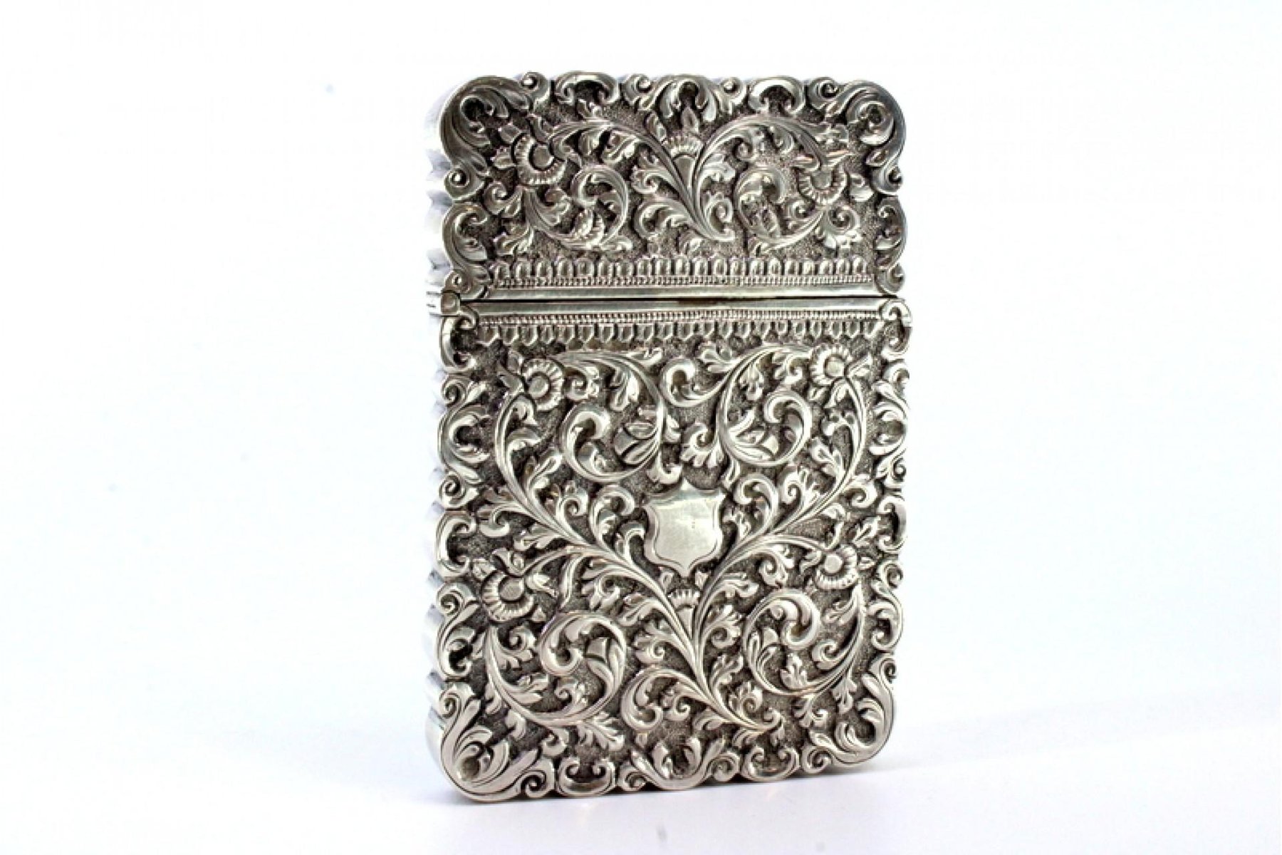 Silver Cardboard Box with Reliefs and Monogram with Hinged Lid for sale ...