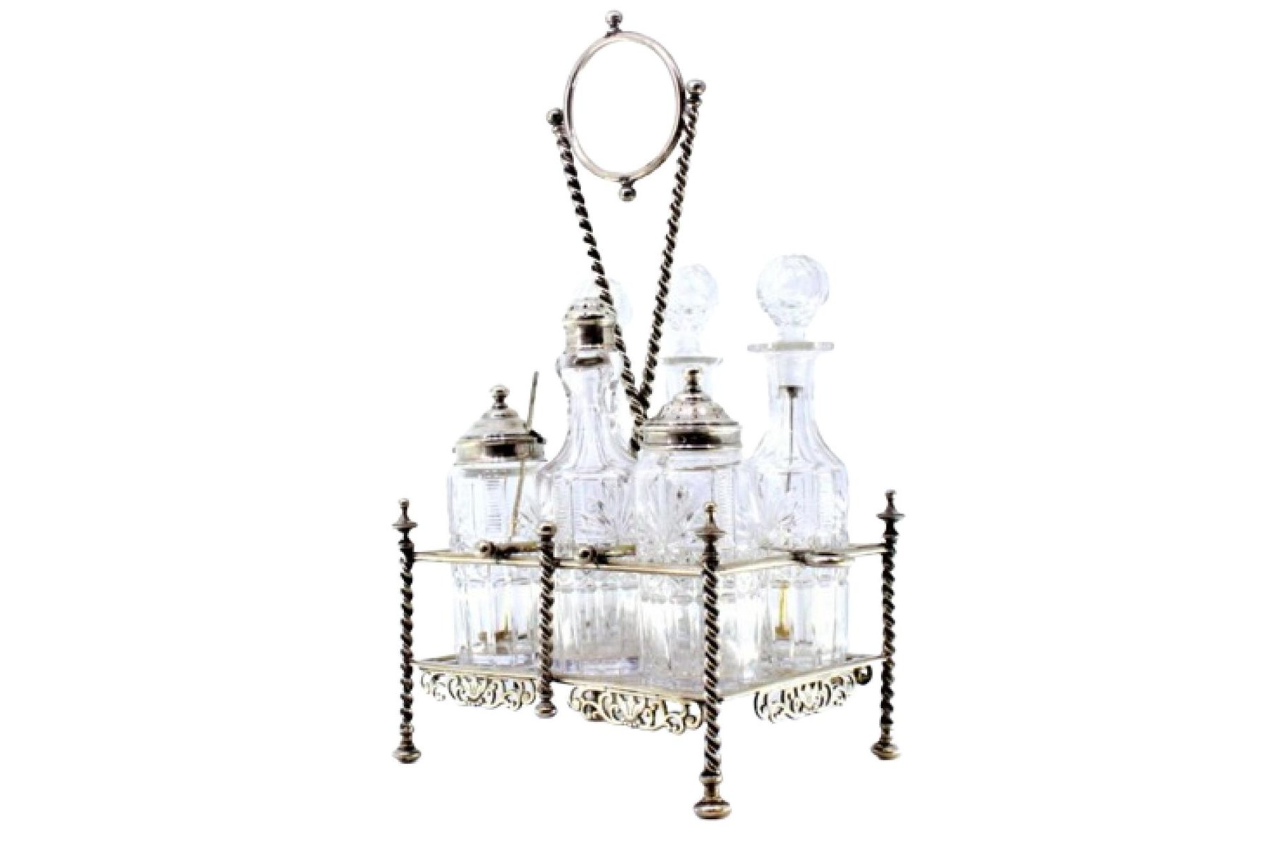 Cruet Set with Silver Structure and Salt Shaker and Pepper Shaker and ...