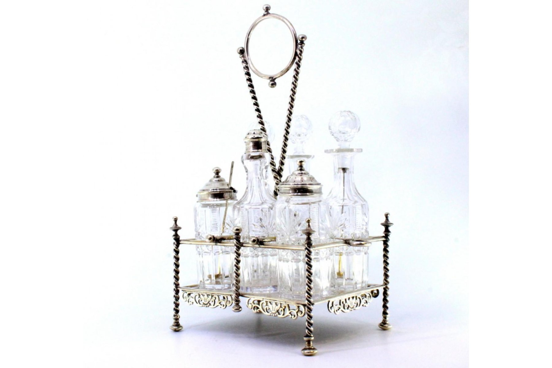 Cruet Set with Silver Structure and Salt Shaker and Pepper Shaker and ...