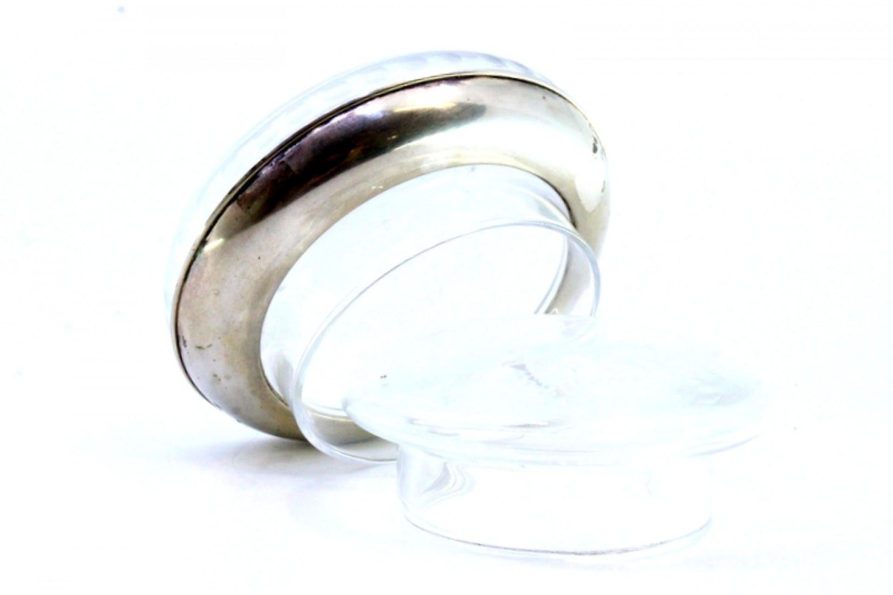 Acid-Etched Glass Case with Circular Silver Casing for sale at Pamono