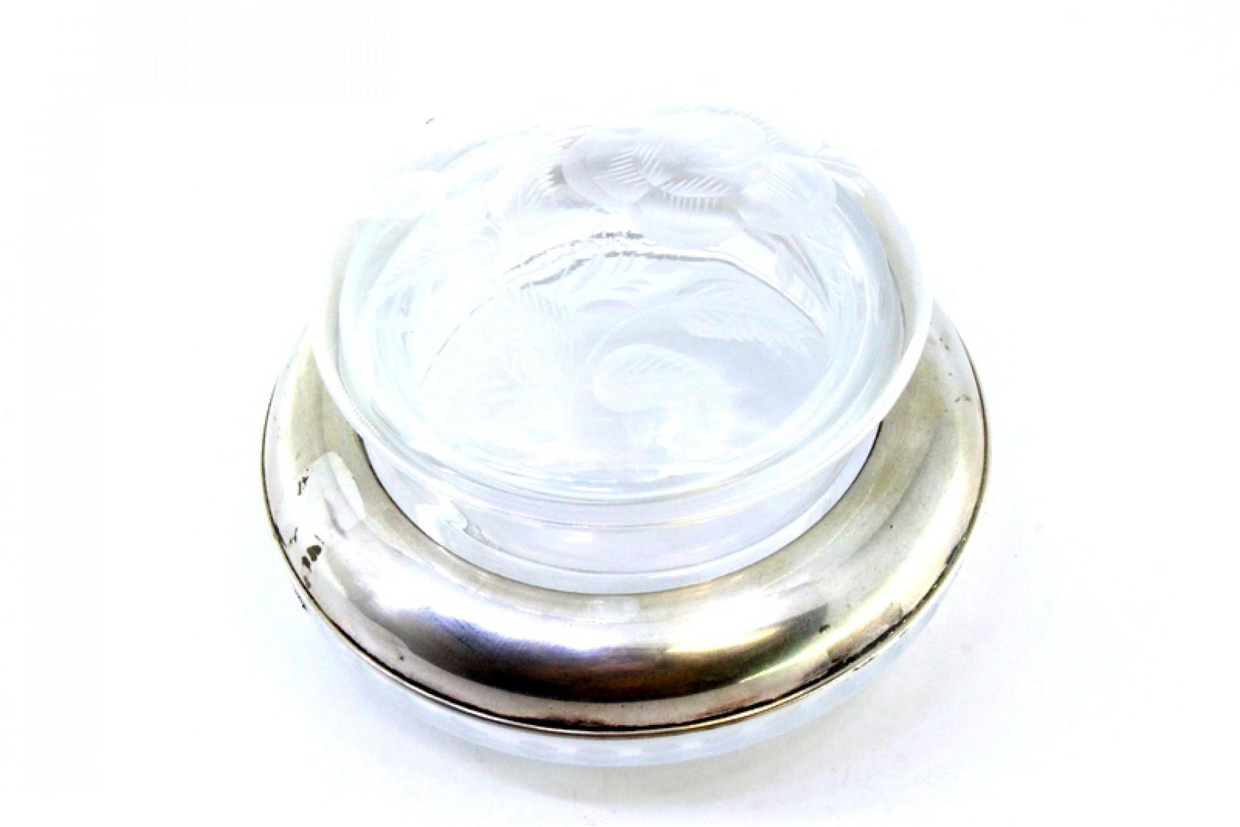 Acid-Etched Glass Case with Circular Silver Casing for sale at Pamono