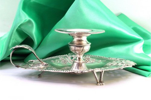 Silver Paddle with Pearly and Shell-Shaped Reliefs, Monogram Card and ...