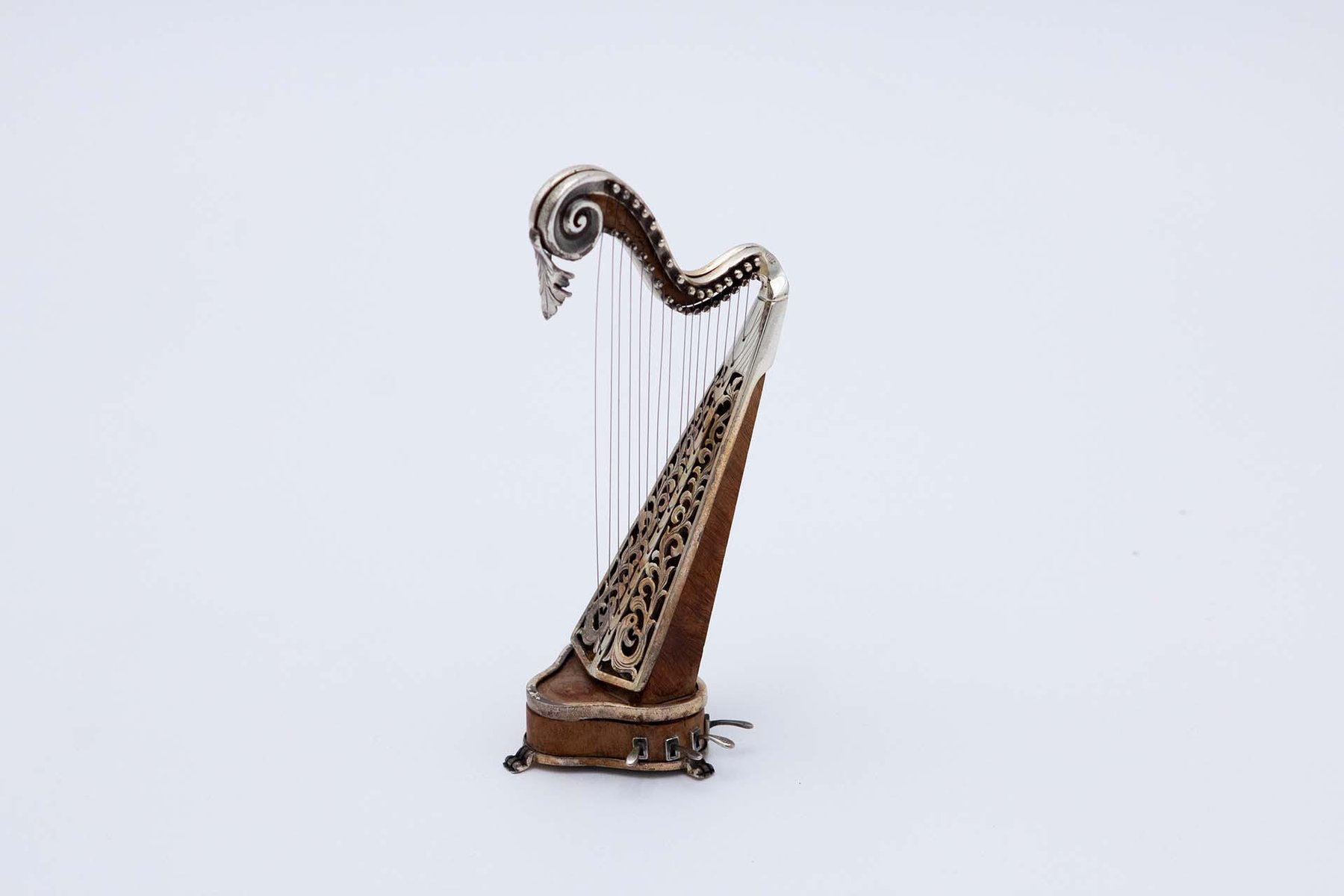 Silver Harp Miniature with Wooden Frame for sale at Pamono