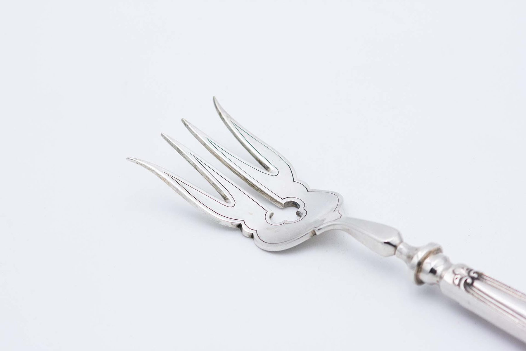 Silver Fish Serving Fork with Engravings, Cutouts, Relief and Shell ...